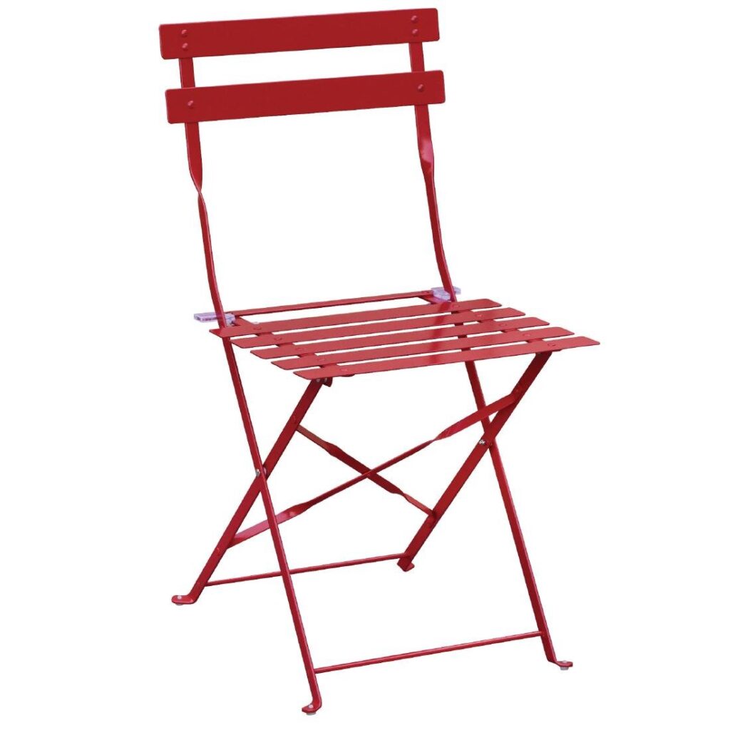 Pavement Style red powder coated metal bistro chair metal folding chair ...